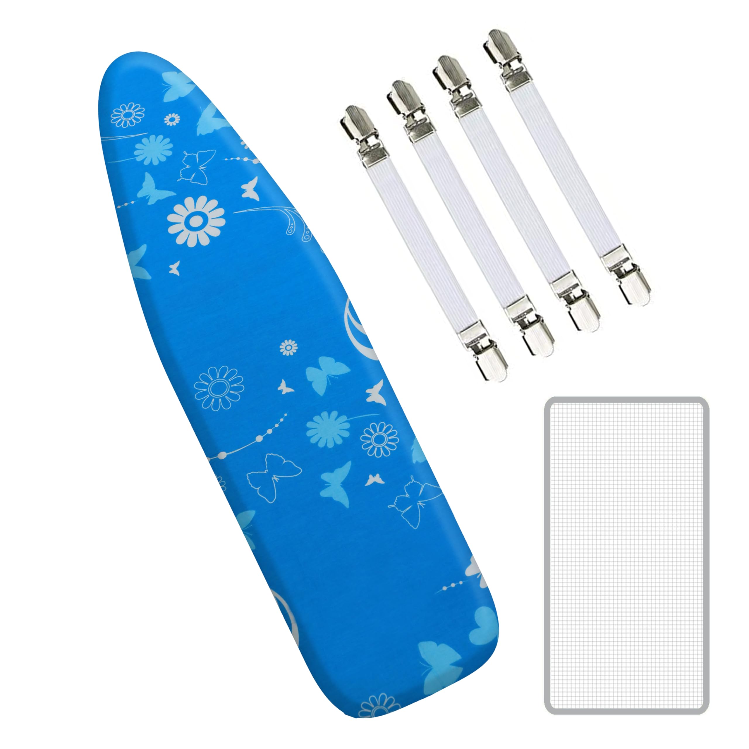 EcoNour Ironing Board Covers 124 x 38 cm Extra Thick 7mm Padding, 100% ...