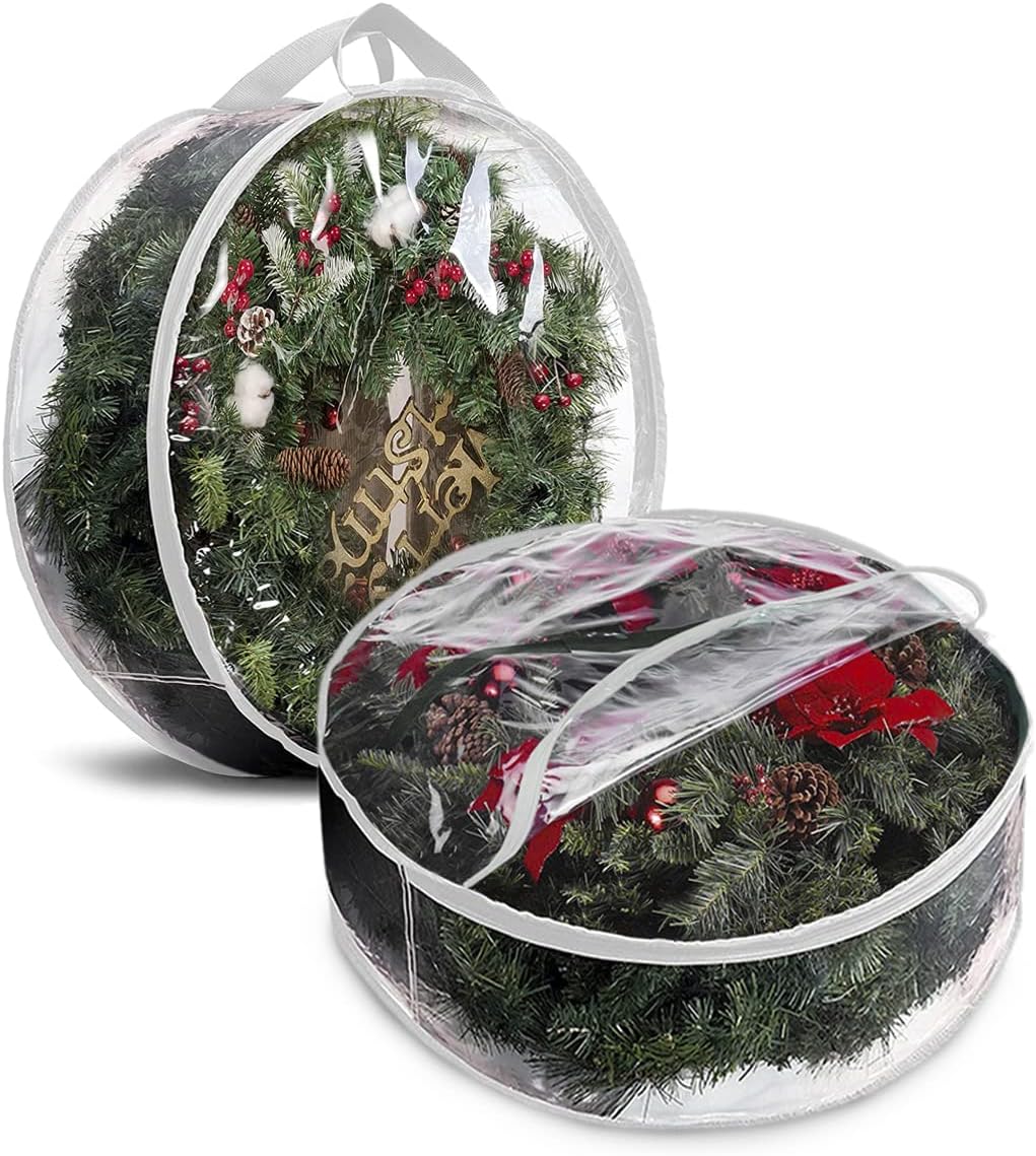 Amazon.com: Shappy 8 Pcs Christmas Wreath Storage Bag Clear Wreath Box ...