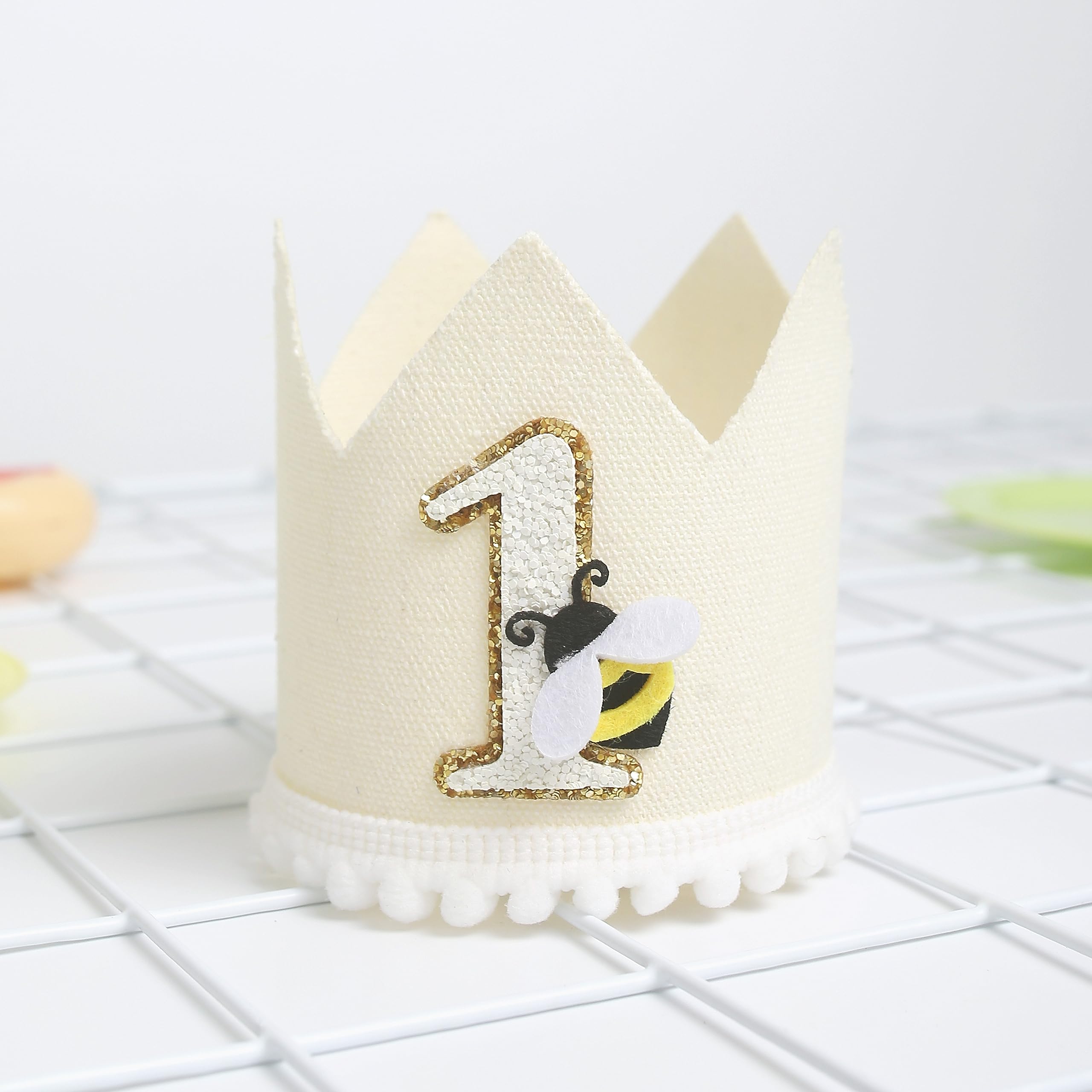 Amazon.com: BOOMPA Bee Themed Crown Hat - Yellow - For First Birthday ...