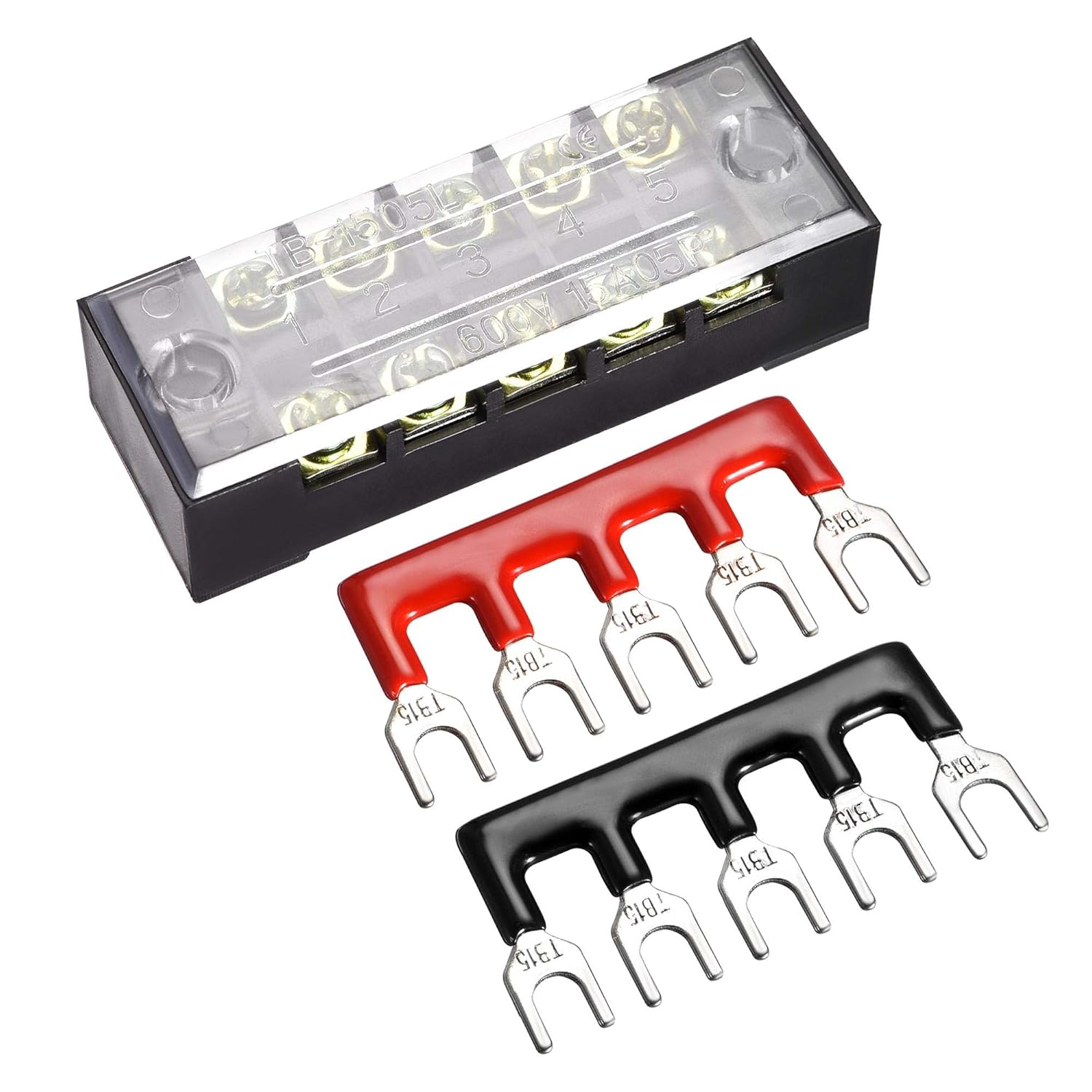 uxcell 2Set 5 Positions Dual Rows 600V 15A Iron Screw Terminal Strip ...