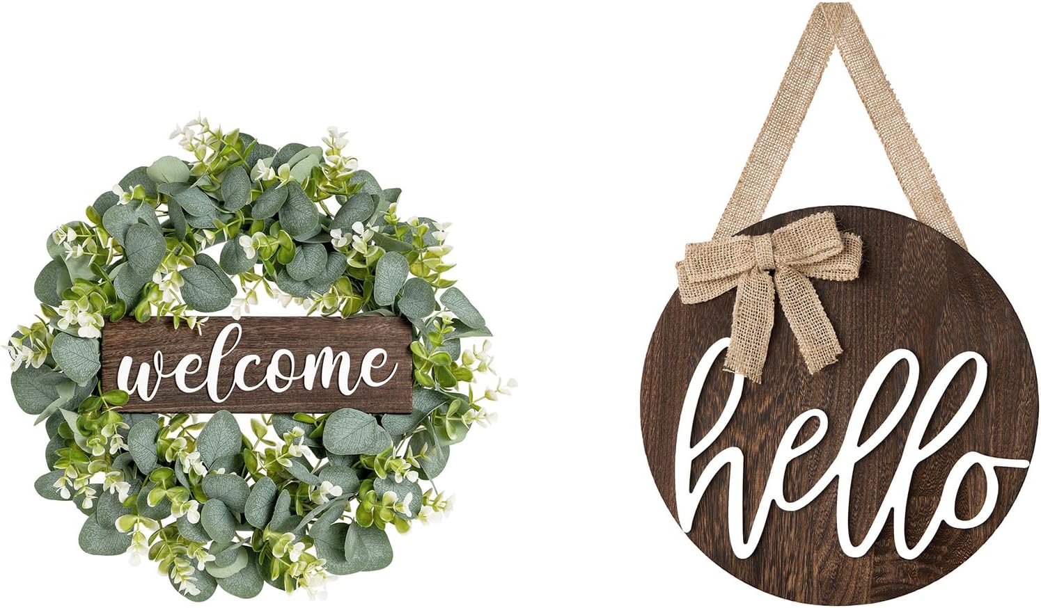 Amazon.com : Dahey Hanging Sign for Front Door Decor, Welcome Hello ...