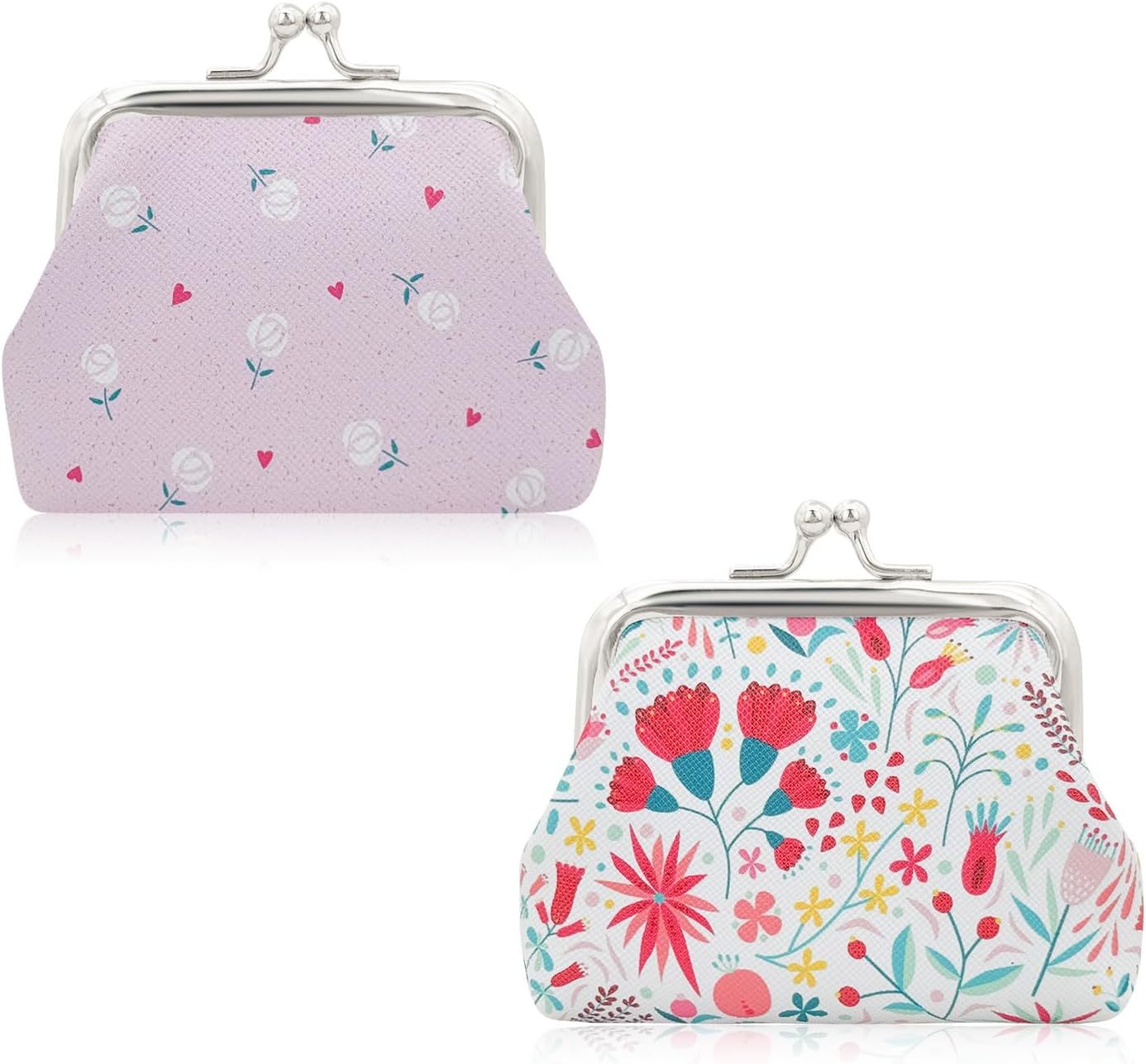 FuninCrea 2 Pcs Faux Leather Coin Purse for Women with Kiss Lock ...