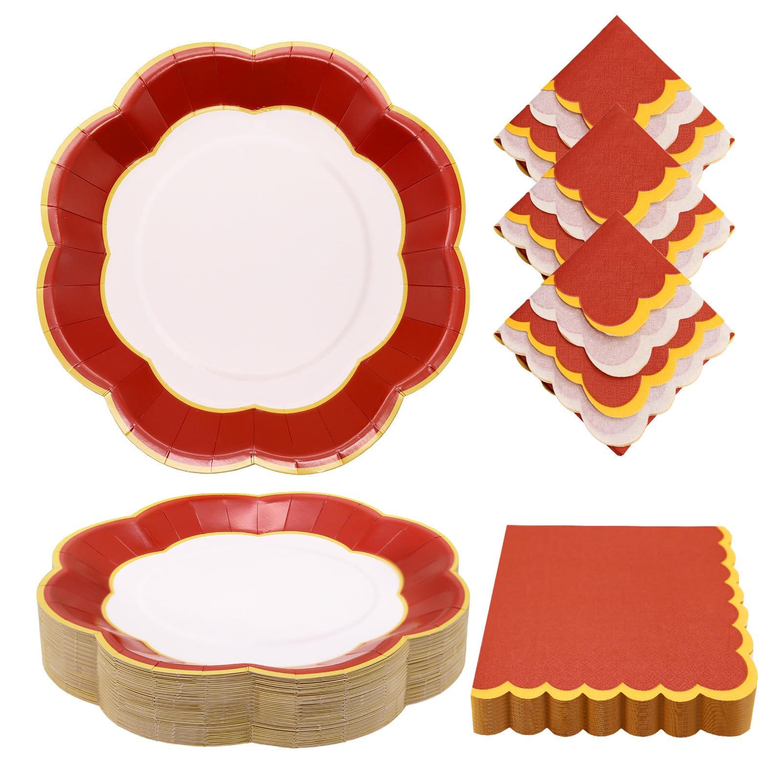 Amazon.com: VEIZEDD 100Pcs Red Plates and Napkins Party Supplies Serves ...