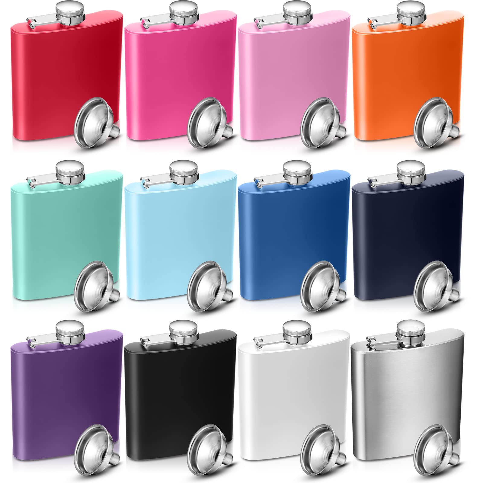 Amazon.com | 12 Pcs Stainless Steel Hip Flask for Liquor Bulk Leak ...
