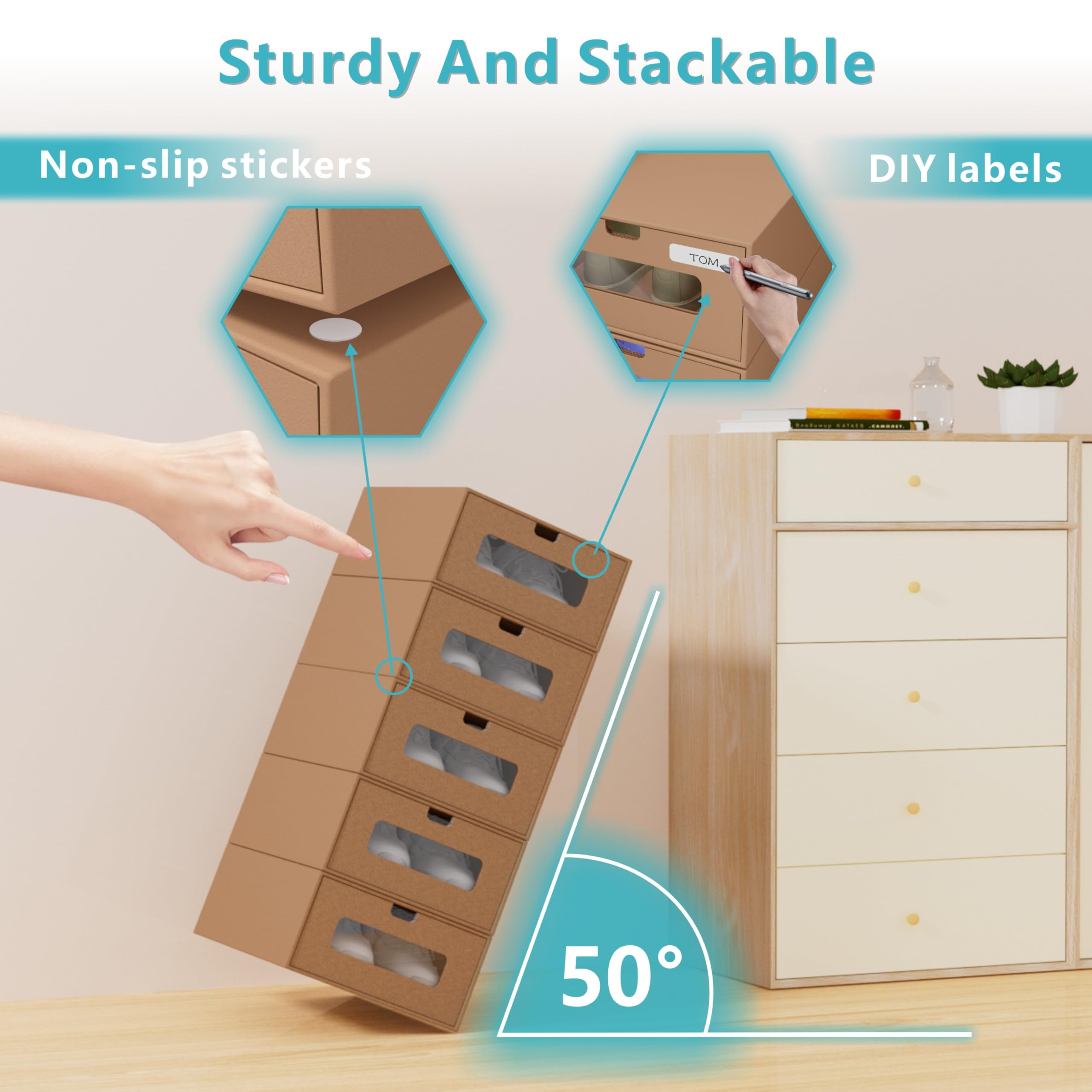 Shoe Shelf WallQmer 12 Pack Shoe Storage Boxes - Large (13.8x9.3x5.3in ...