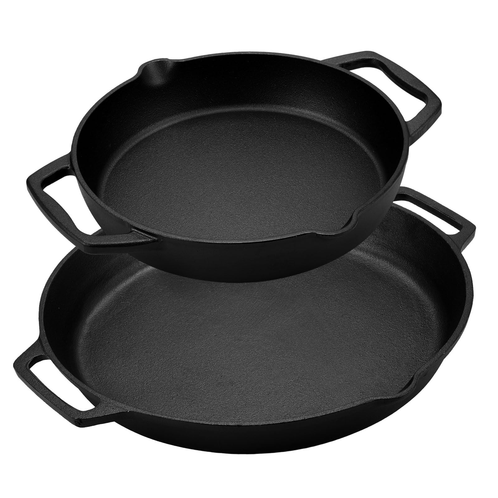Sunnychicc 2 Pcs Cast Iron Skillets Set 12 Inch, 14 Inch Cast Iron Pan ...