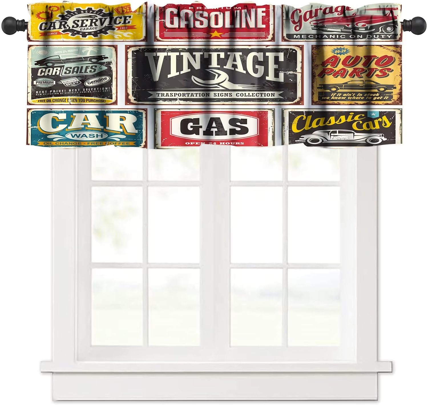 Amazon.com: 1950s Retro Valances Curtains Vintage Car Signs Automobile ...