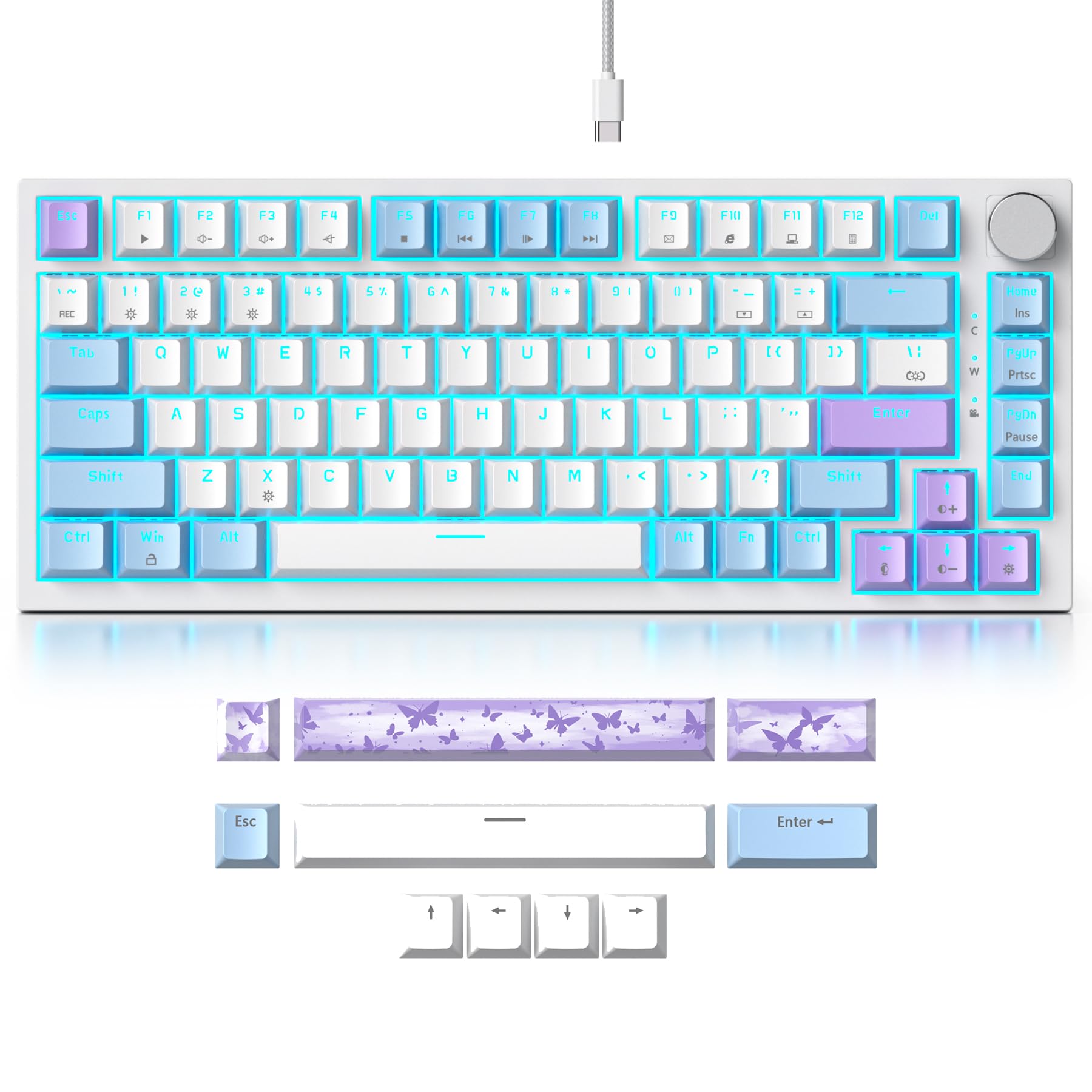 Amazon.com: Fogruaden Wired Gaming Keyboard 75 Percent, Hot Swappable ...