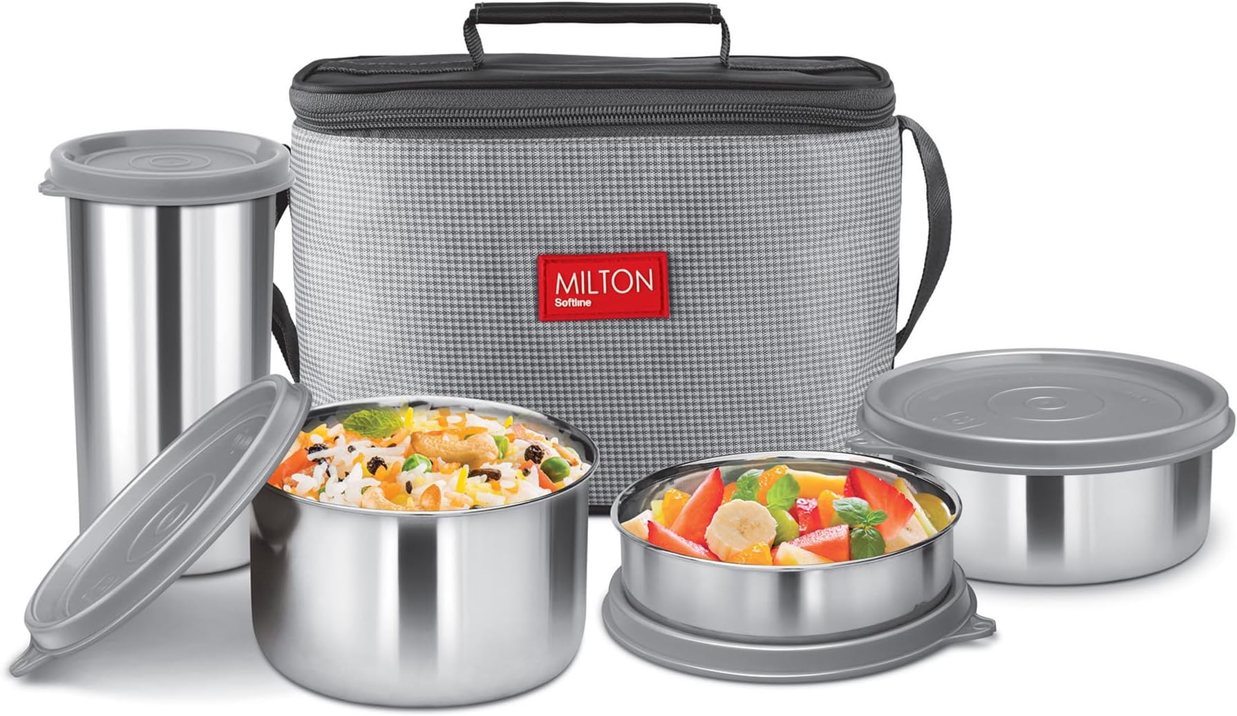 Buy Treo by Milton All Fresh Premier Glass Tiffin with Bag, Set of 8 (3 ...