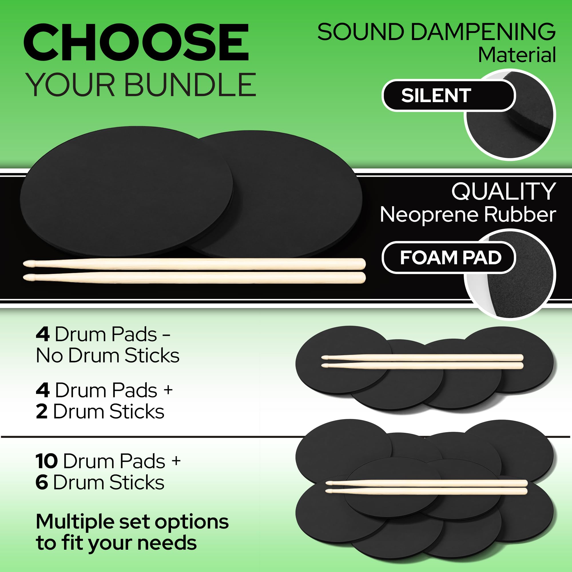 Snapklik.com : XCEL 4 Drum Practice Pads - XCEL Drum Practice Pads Kit