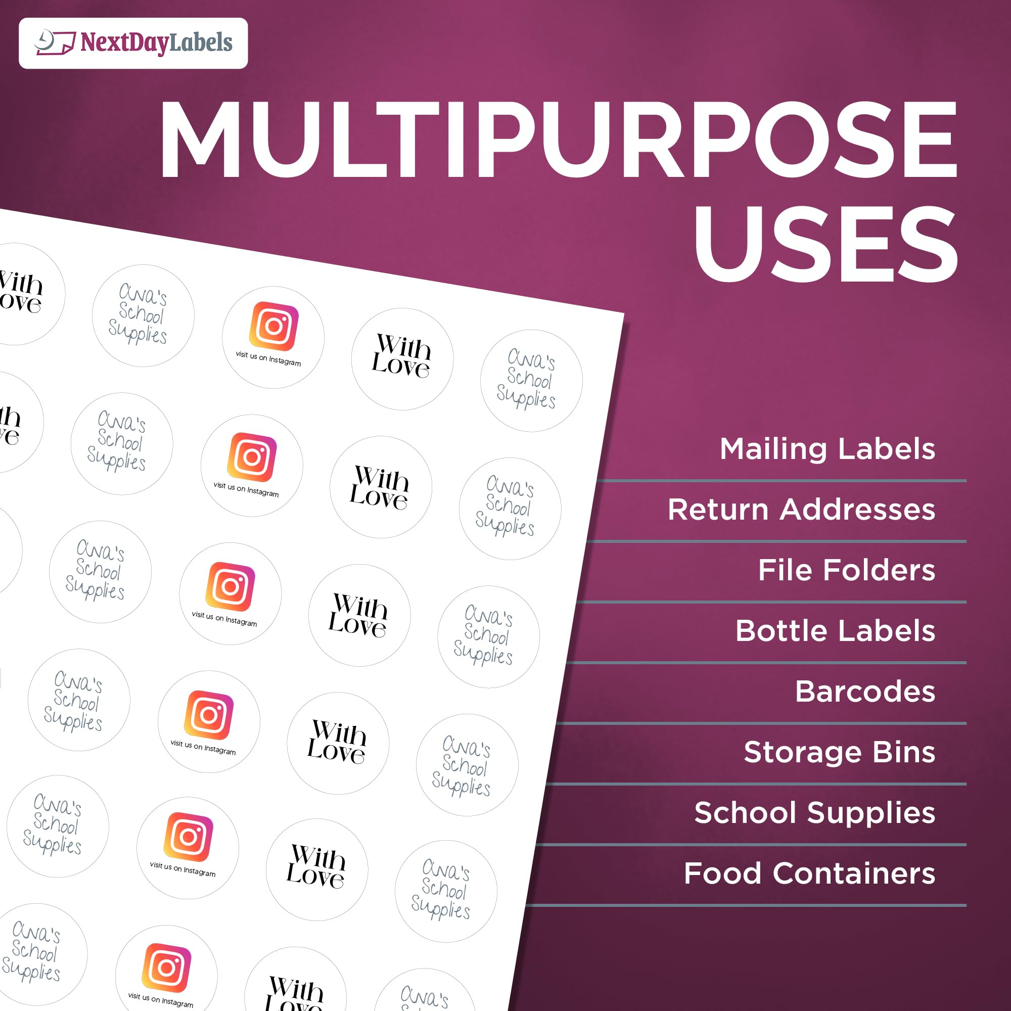 Snapklik.com : NextDayLabels 1.5 Inch Round Sticker Labels For Printer ...