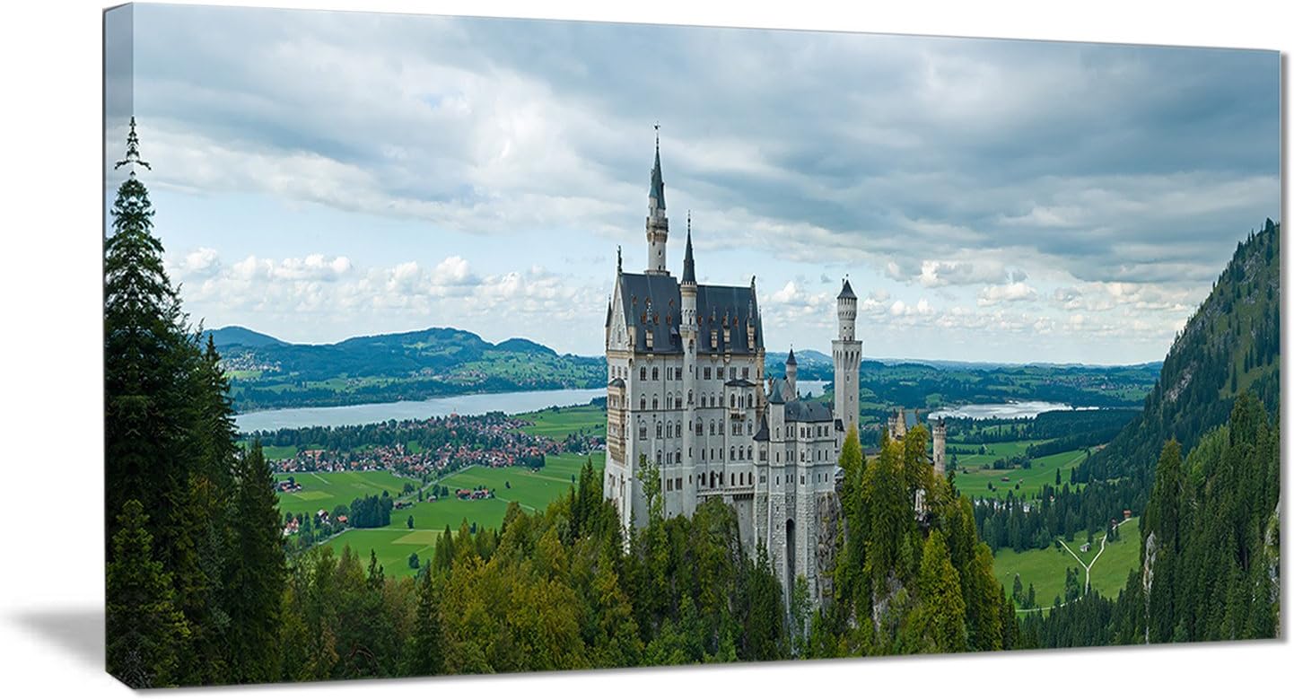 Designart Castle Neuschwan Paisagem-Foto Arte de parede de metal ...