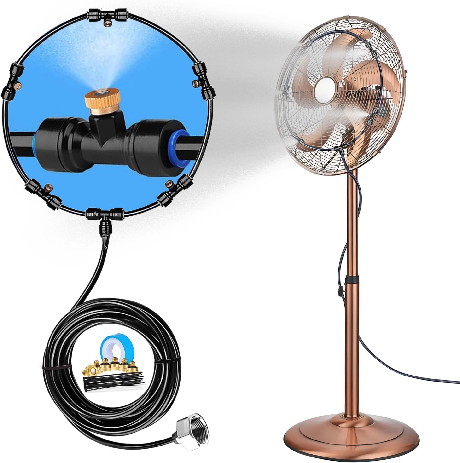 Amazon.com: Fan Misting Kit for Outdoor Cooling 26.3 FT Misting Hose 8 ...