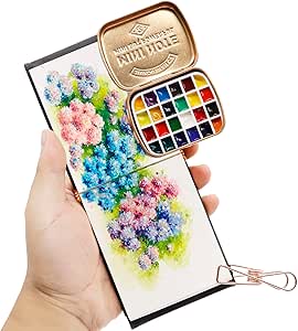 Amazon.com: Portable Mini Watercolor Palette, 24 Color Sketchbook ...