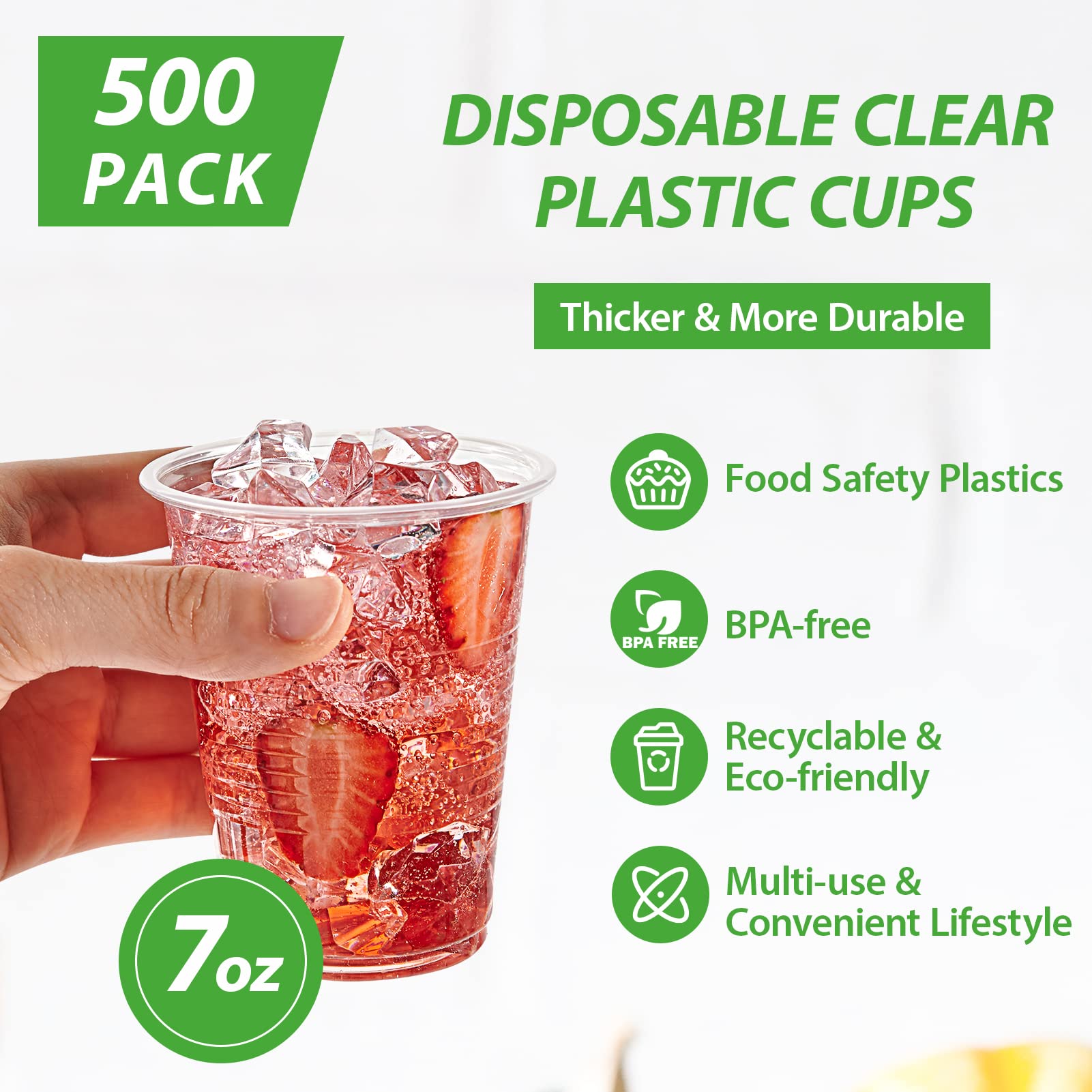 Lilymicky 500 Pack 7 oz Clear Plastic Cups, Disposable Drinking Cups ...