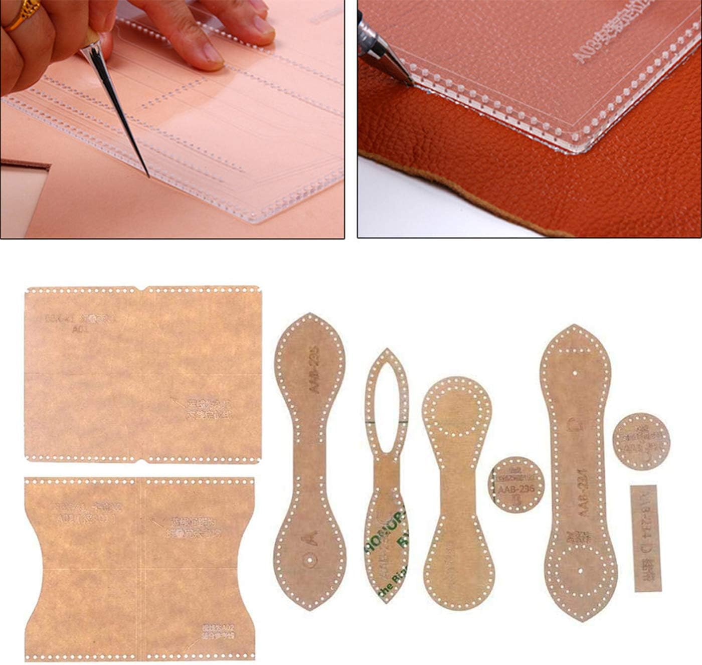 5 Pcs Clear Keychains Pattern Stencils Leather DIY Wallet Leather Case ...