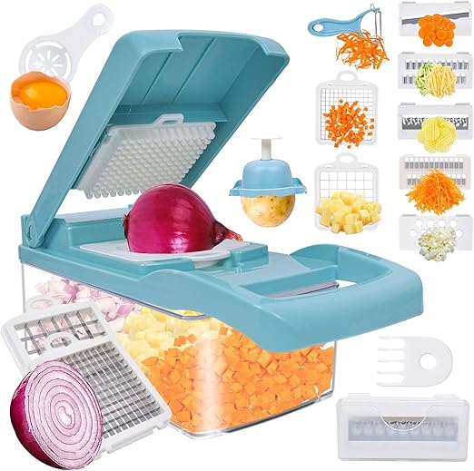 Amazon.com: Vegetable Chopper with Container,13-in-1 Multifunctional ...