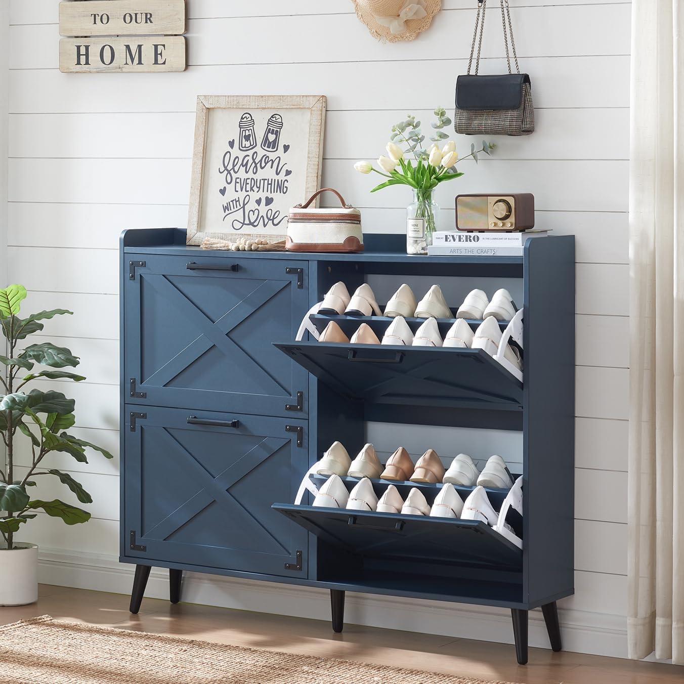 Amazon.com: Barnyatoh Shoe Storage Cabinet,Farmhouse Shoe Organizer ...