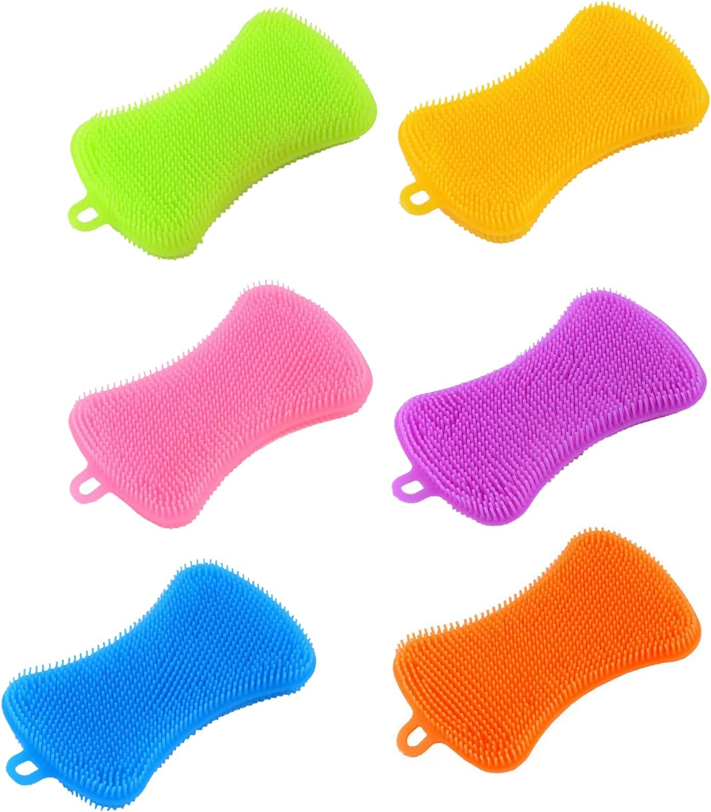 Amazon.com: Silicone Dish Scrubber, 7 Pack Silicone Sponge Dish Brush ...