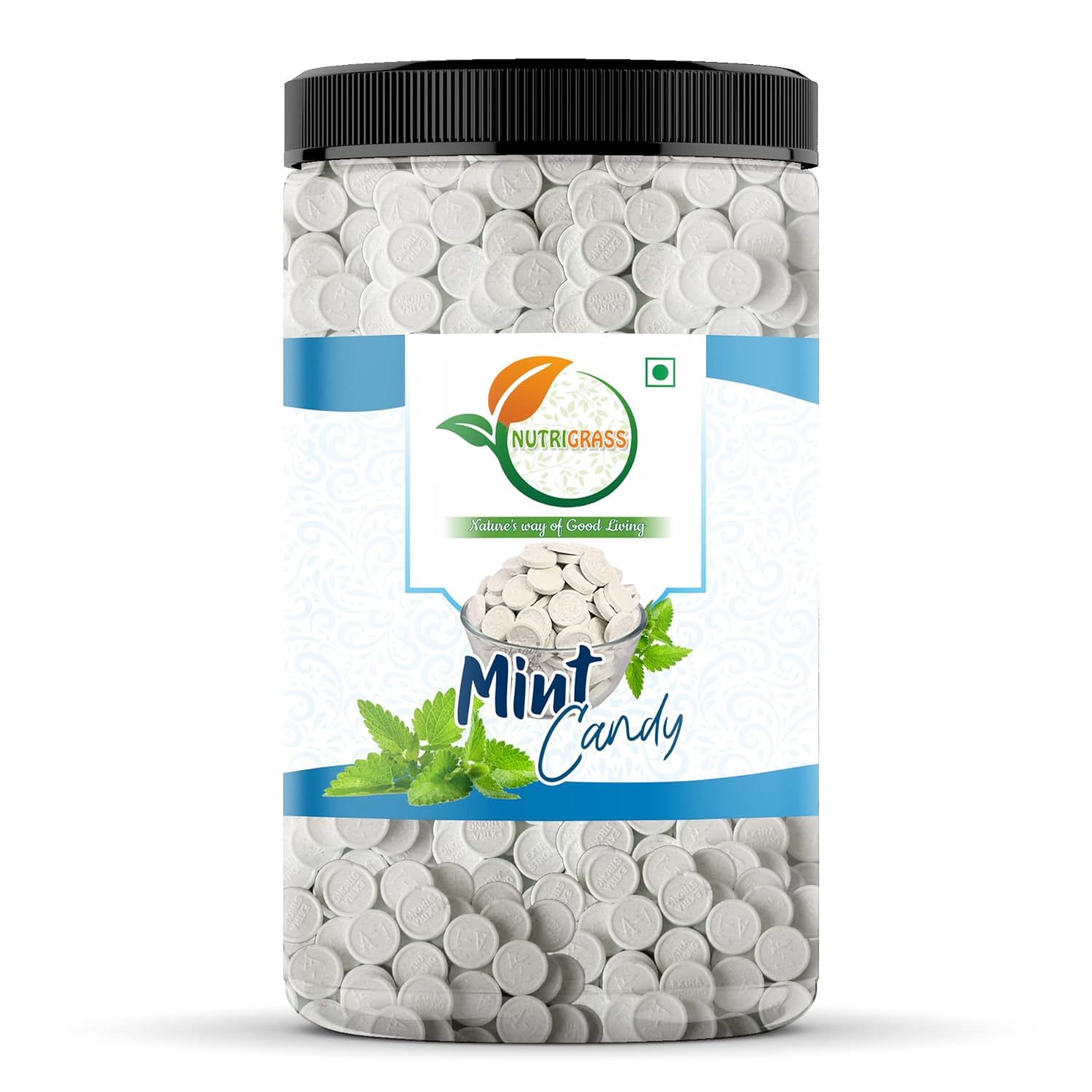 NUTRIGRASS White Mint Candy (Pepper Mint Goli) Safed Mint | Jar Pack ...