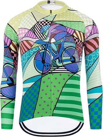 Amazon.com: Men's Cycling Jersey Long Sleeve Biking Shirt with 3 Rear ...
