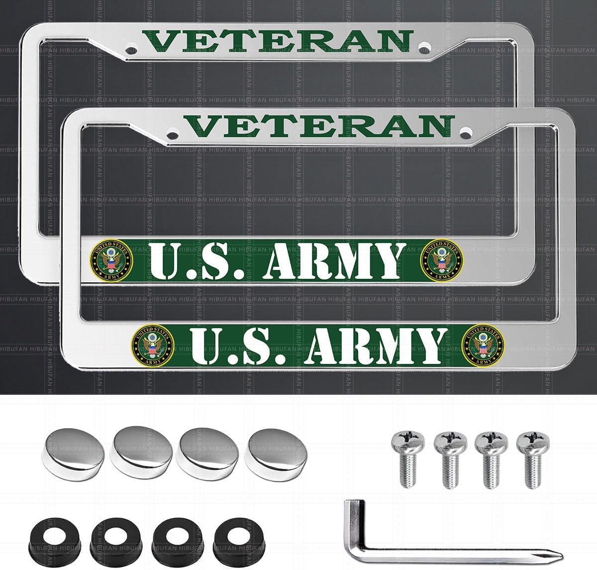 Amazon.com: 2 Pack Veteran License Plate Frames for US Army, Silver ...