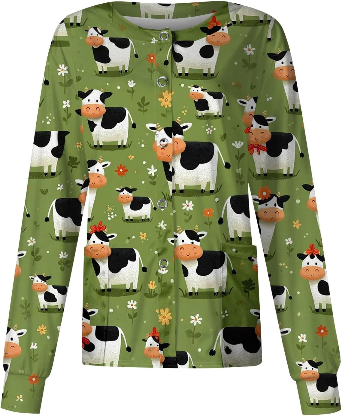 VLOYSR Scrub Jacket for Women Cute Animal Print Lightweight Cute Tops ...