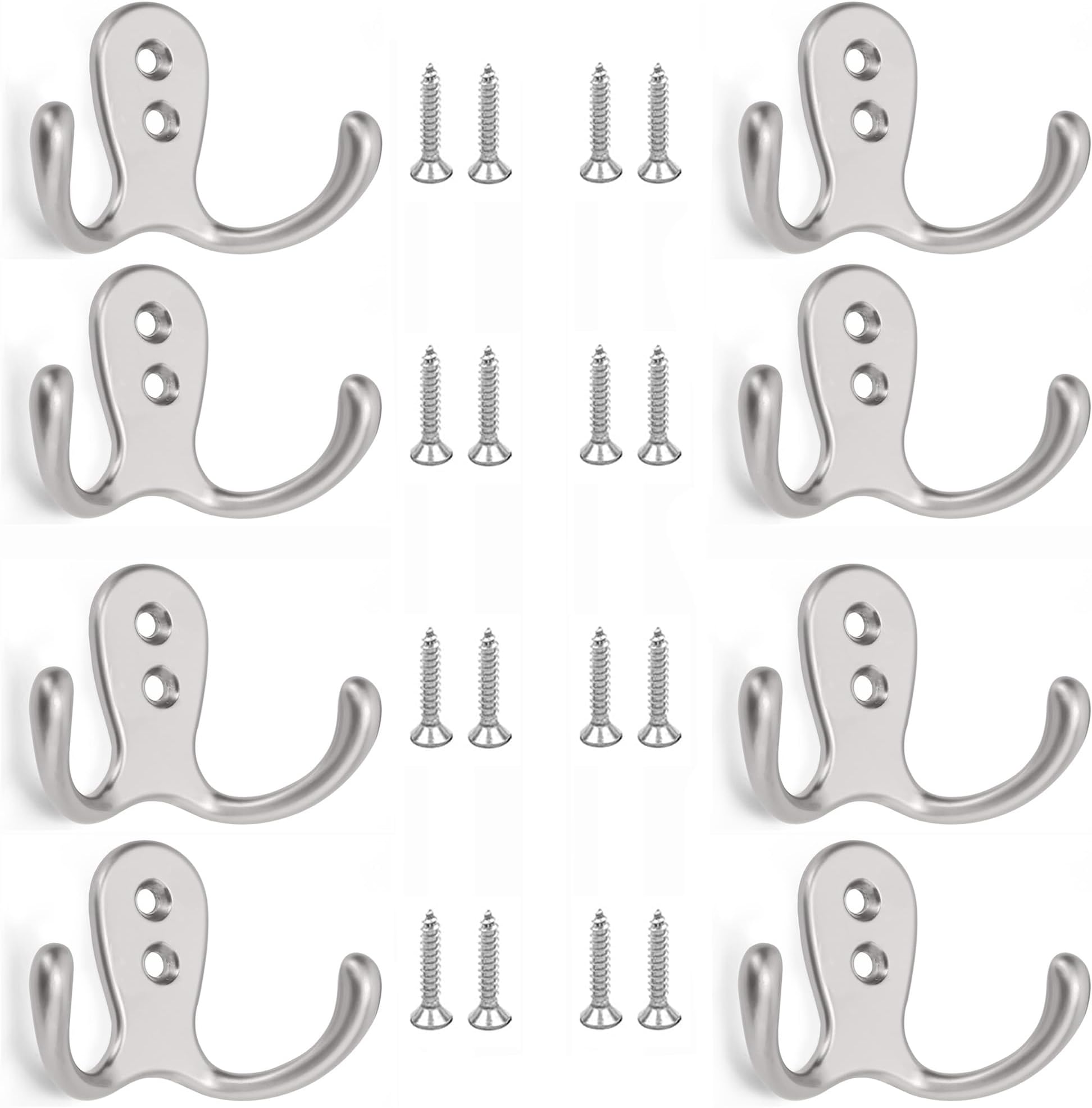 BOOHO 10Pcs Coat Hooks, Retro Double Prong Robe Hooks for Hanging ...