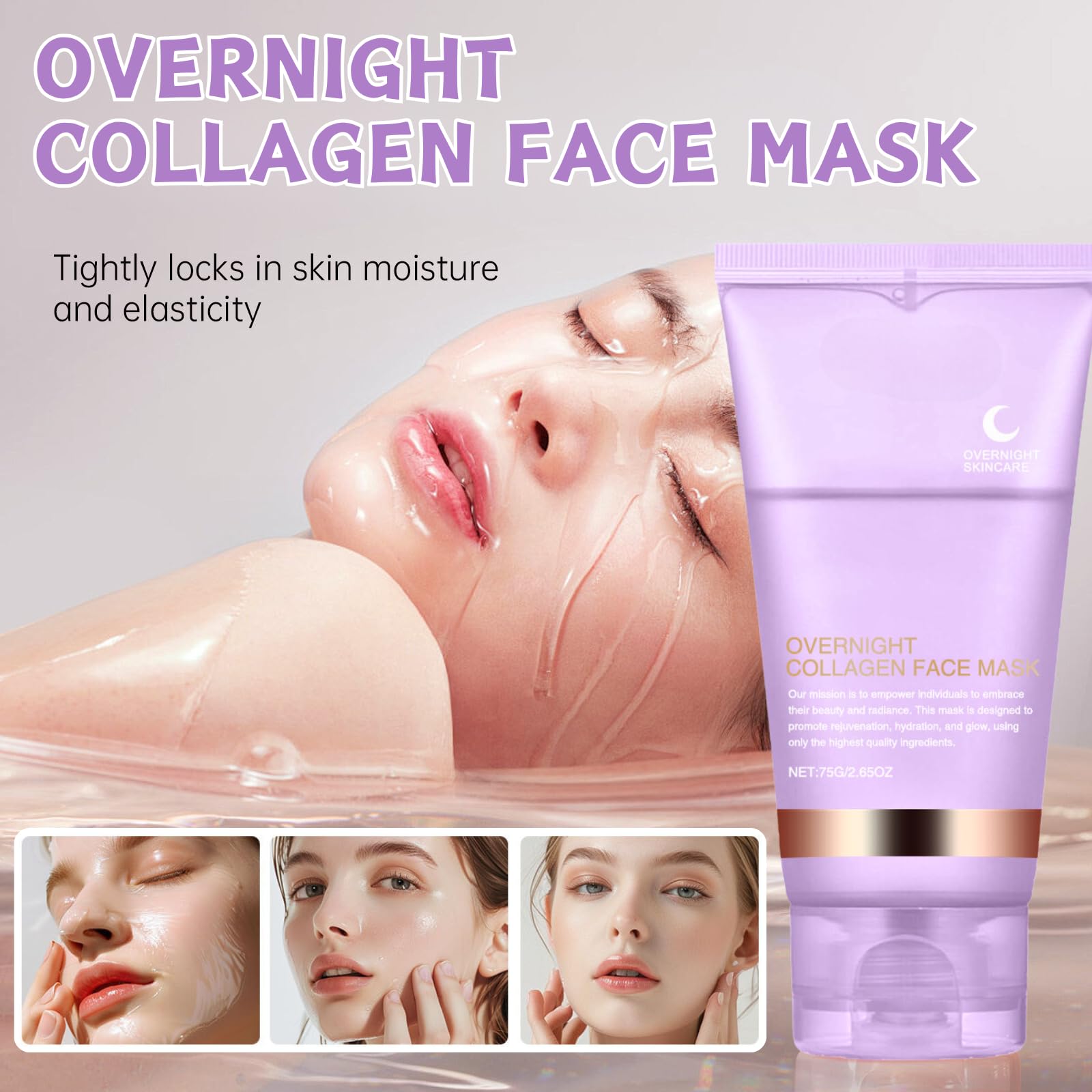 Collagen Night Wrapping Mask, Collagen Overnight Wrapping Peel Off Face ...