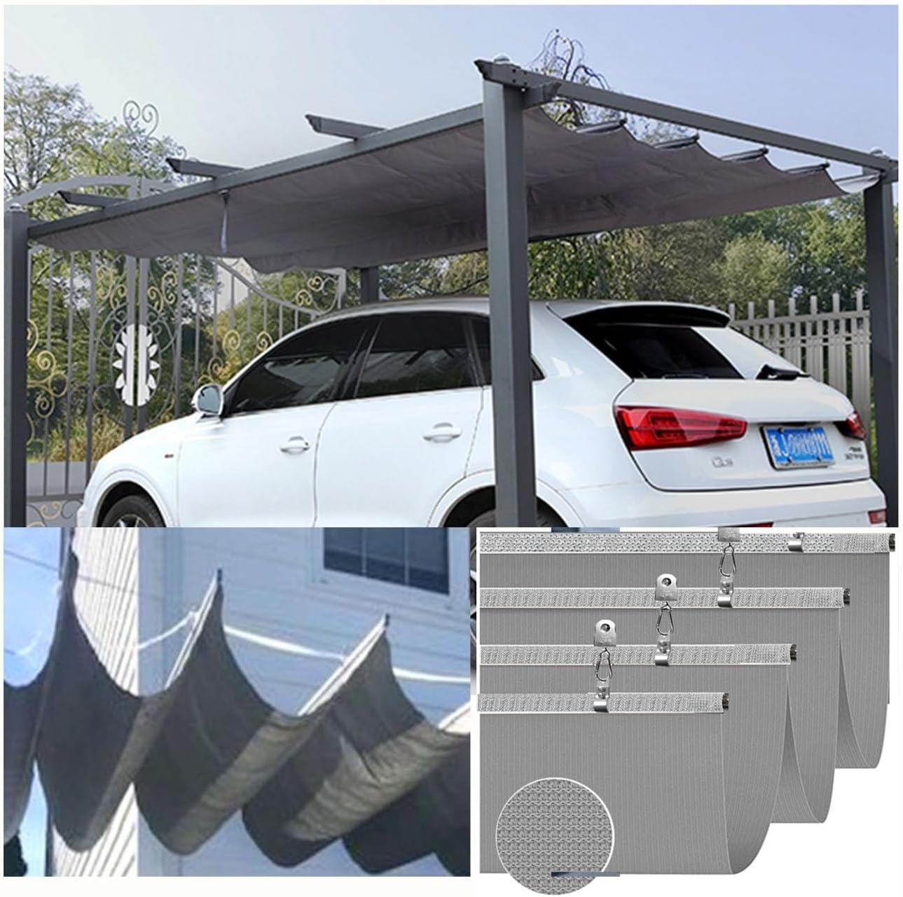 Amazon.com : Retractable Wave Sun Shade Sail Pergola Shade Cover ...