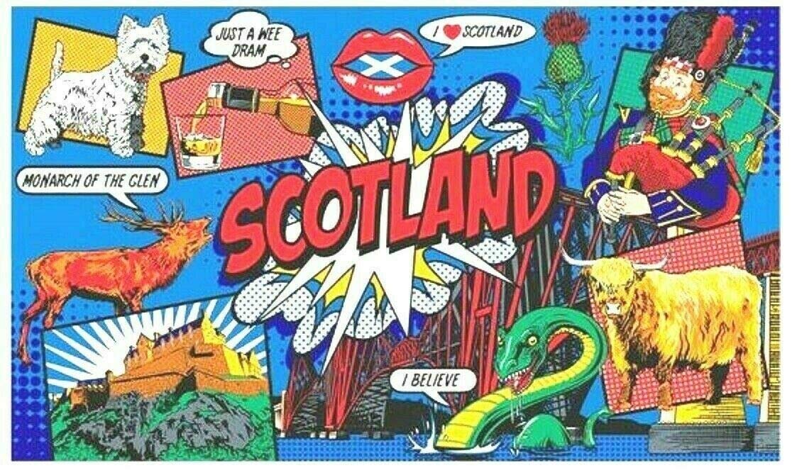 Scottish Tea Towel Scotland Souvenir Gift Collage Scenes Pop Art ...