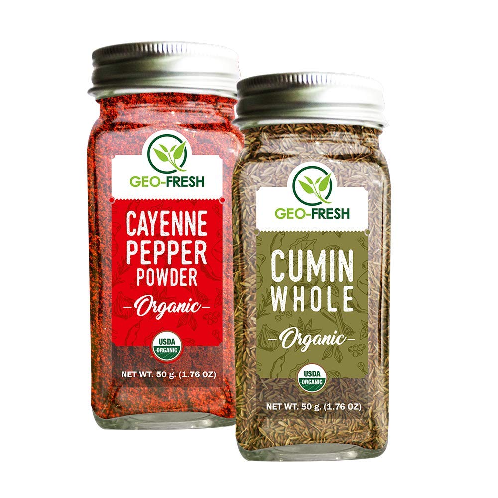 Geo-Fresh Organic Combo (Cayenne Powder 50g + Cumin Whole 50g) - USDA ...