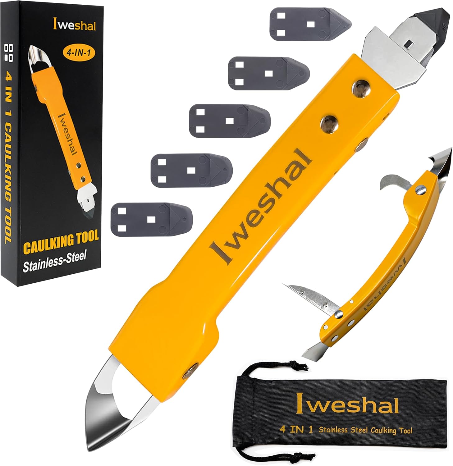 Iweshal 4 in 1 Stainless Steel Caulking Tools, Sealant Finishing Tool ...