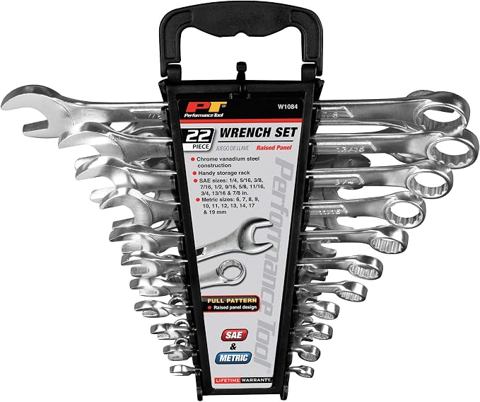 Performance Tool W1084 22pc Combination Wrenches Set (Metric and ...