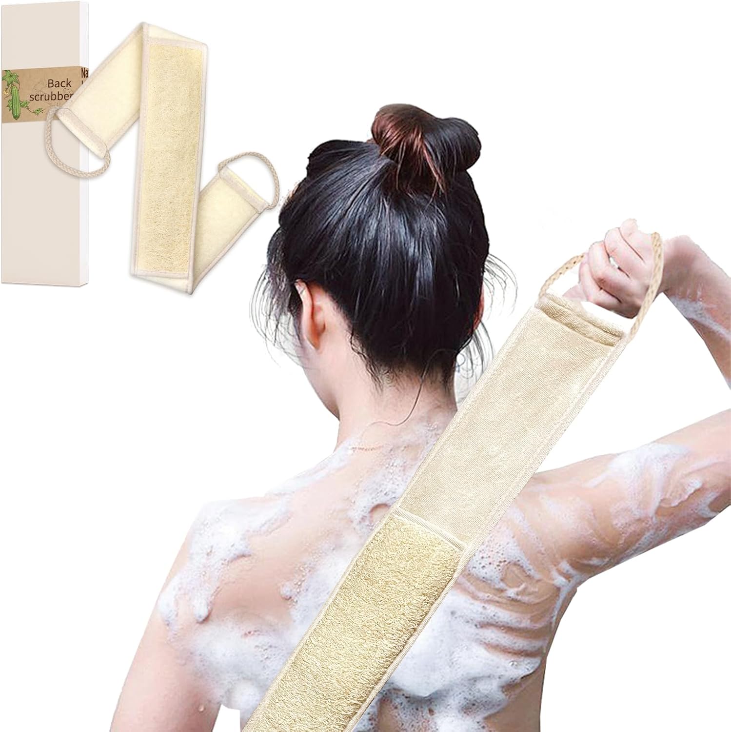 Amazon.com: Natural Loofah Back Scrubber for Shower(1Pack),Luffa Sponge ...