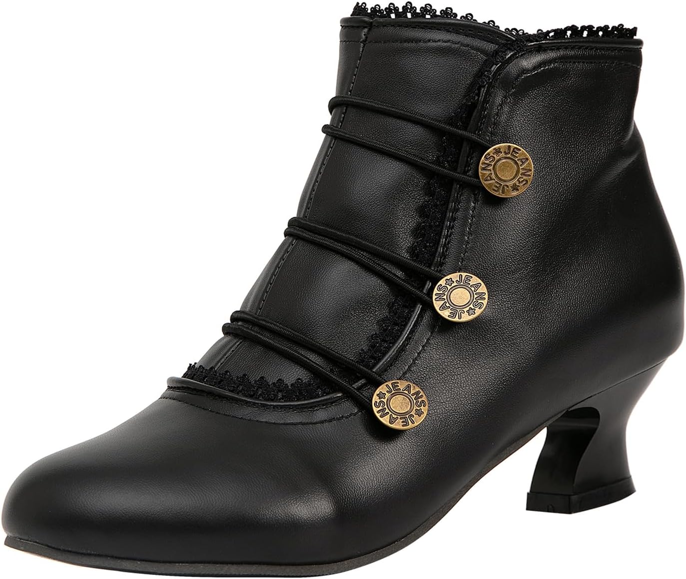 Amazon.com | getmorebeauty Women's Ankle Boots Low Heels Lace Buttons ...