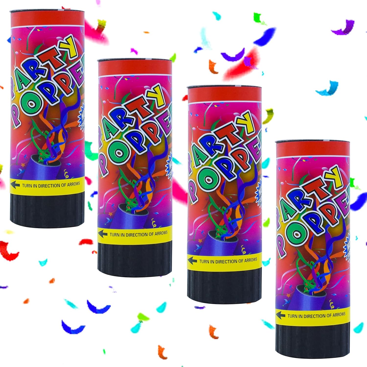 4Pcs Multi Coloured Confetti Cannons - Biodegradable Confetti Shooters ...
