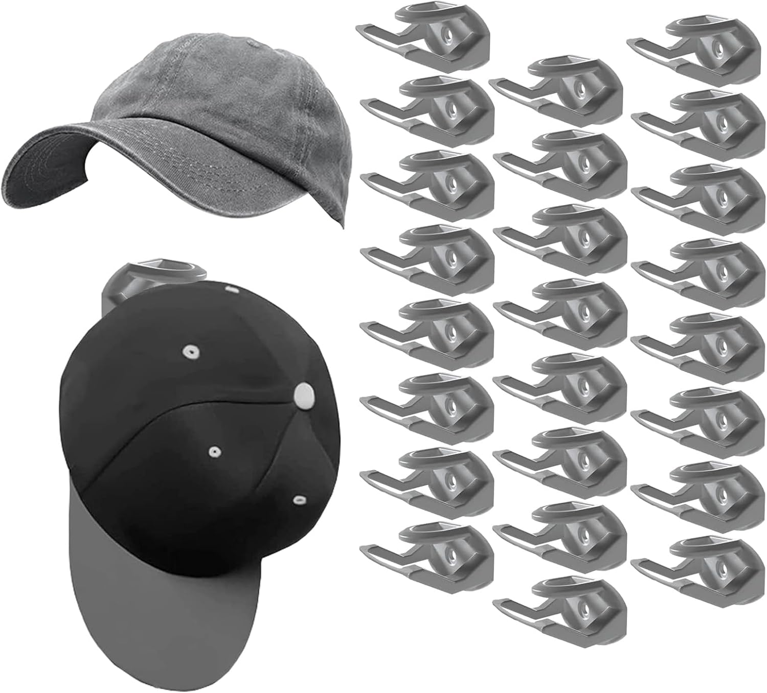 Amazon.com: RUIPBOTE 24 Pack Baseball Hat Holder for Wall，Adhesive Hat ...