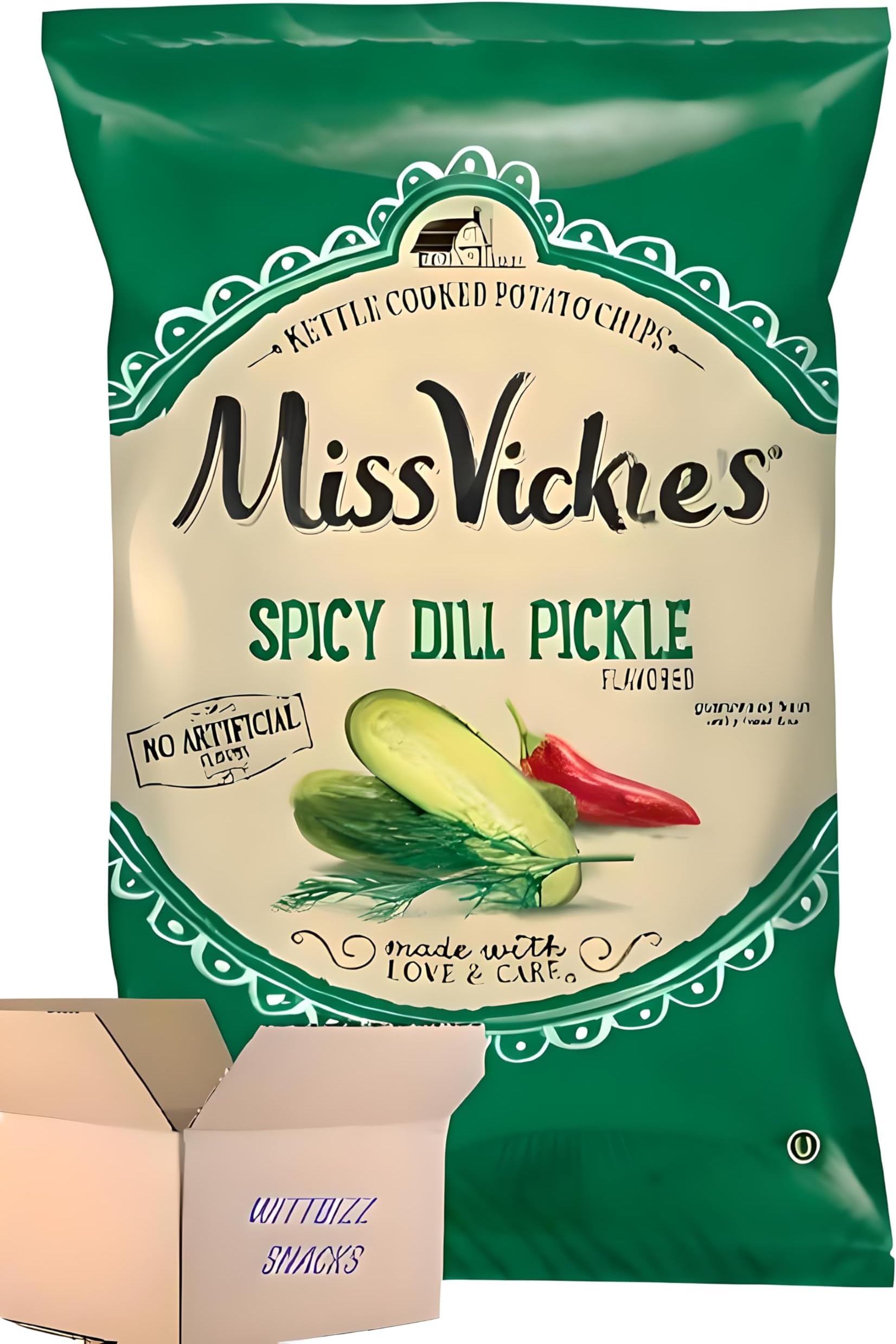 Amazon.com: Ms Vickes Spicy Dill Pickle Kettle Cooked Chip 1.375oz (16 ...
