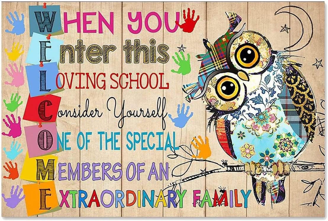 Amazon.com: Youpinnong Welcome Owl Metal Signs Wall Decor Extraordinary ...