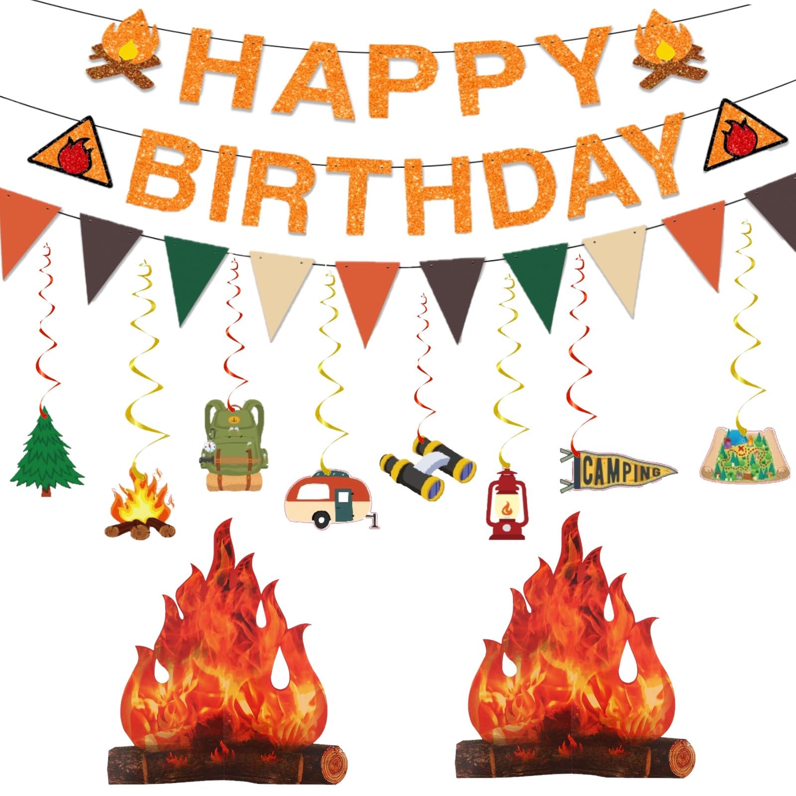 Amazon.com: Camping Themed Birthday Party Decorations,Glitter Happy ...