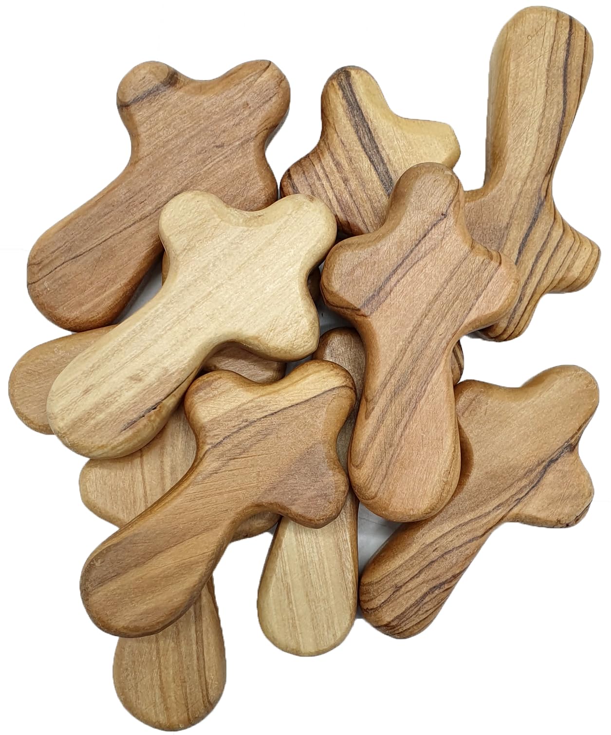 Snapklik.com : Zuluf Ten Small Olive Wood Crosses Hand Crosses Handheld ...