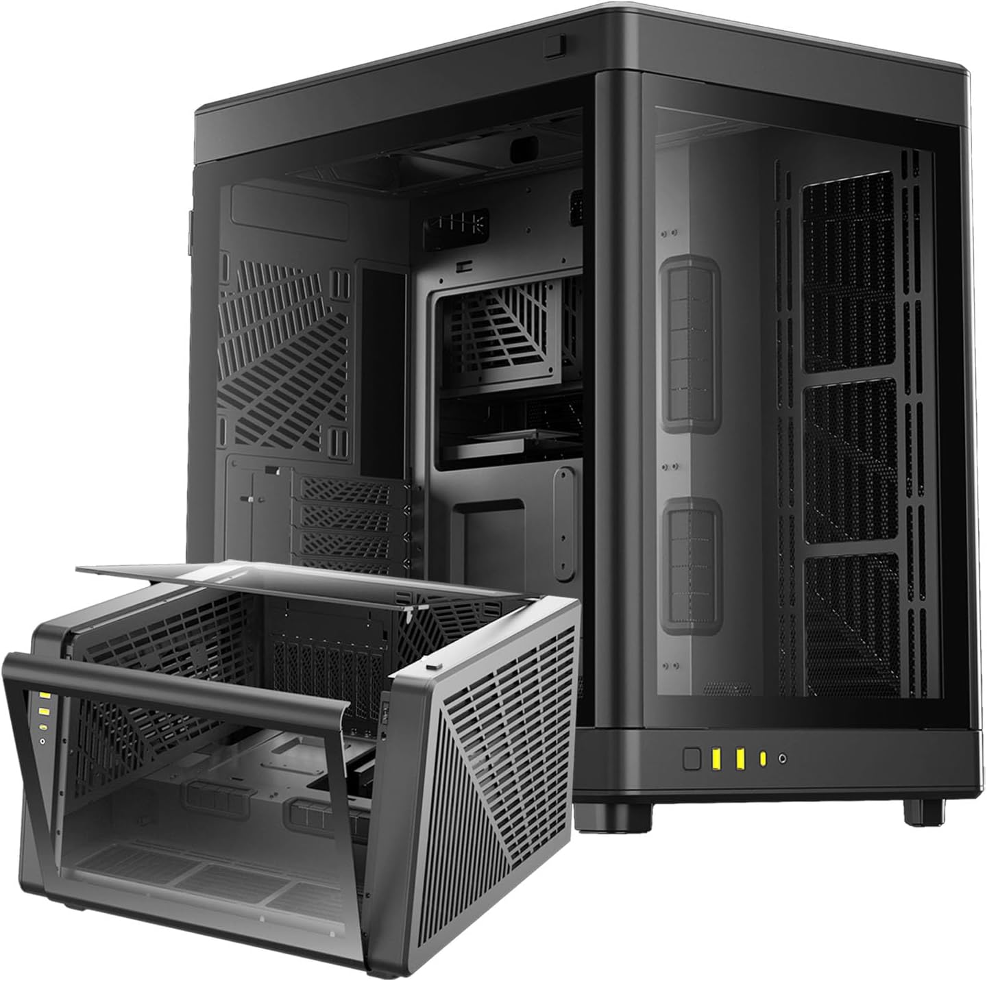 Amazon.com: GAMDIAS RGB Dual-Chamber Panoramic Tempered Glass Gaming PC ...