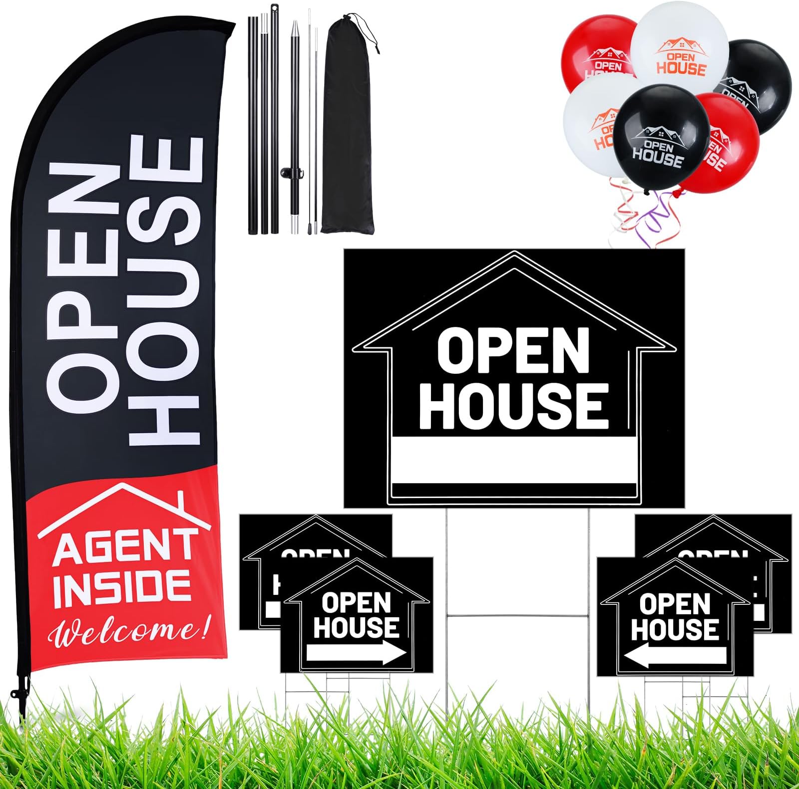 Amazon.com : Buryeah Open House Signs Set (36 Pcs Total), 1 Pack Open ...