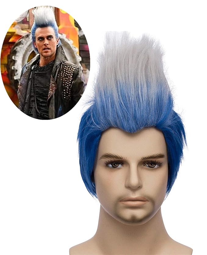 Amazon.com: Mersi Men Costume Wigs Cosplay Short Straight Blue Ombre ...