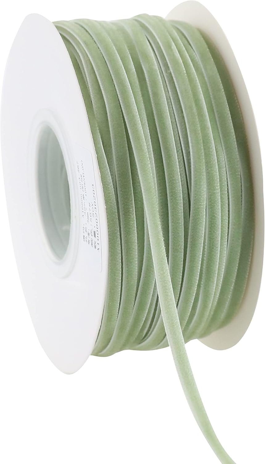 Amazon.com: Mayreel 1/8 Inch Velvet Ribbon Thin Sage Green Velvet ...