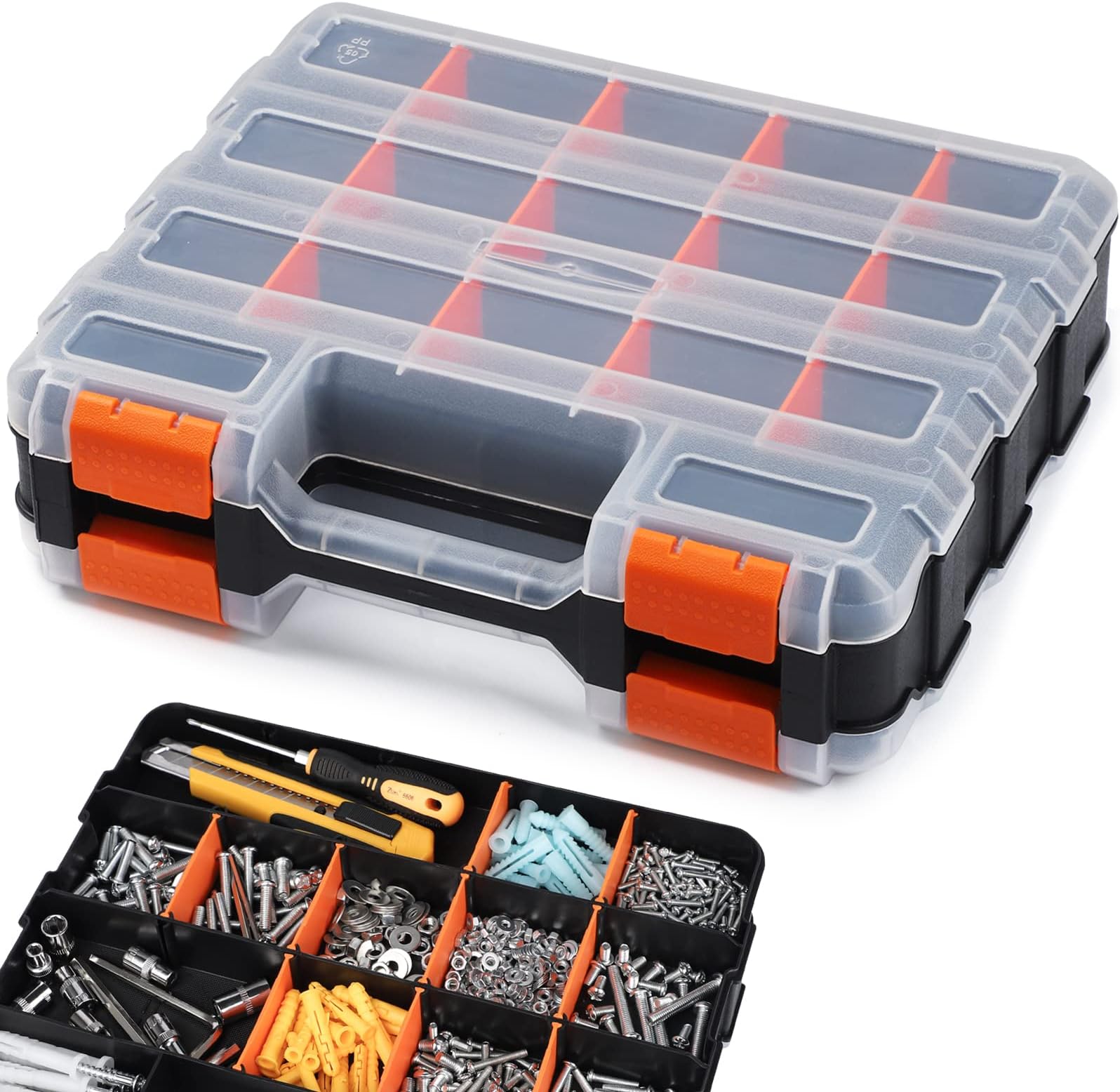 Kowsinde Double Side Tool Organizer, Hardware Storage Box, 34 ...