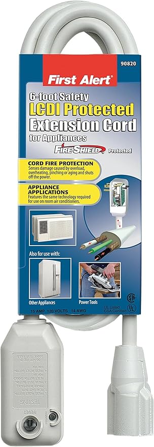 TRC 90820 FIRST ALERT LCDI Safety Extension Cord, Protected with Fire ...