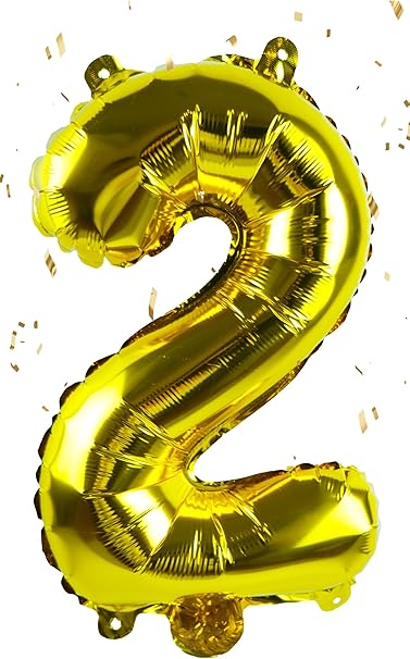 Amazon.com: Gold Number “2”Balloons 16 Inch, Mylar Foil Custom Single ...