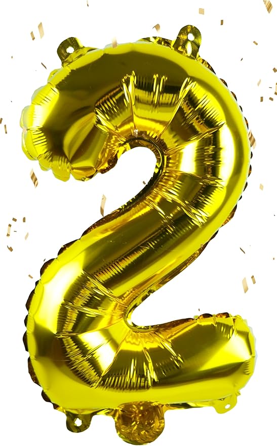 Amazon.com: Gold Number “2”Balloons 16 Inch, Mylar Foil Custom Single ...